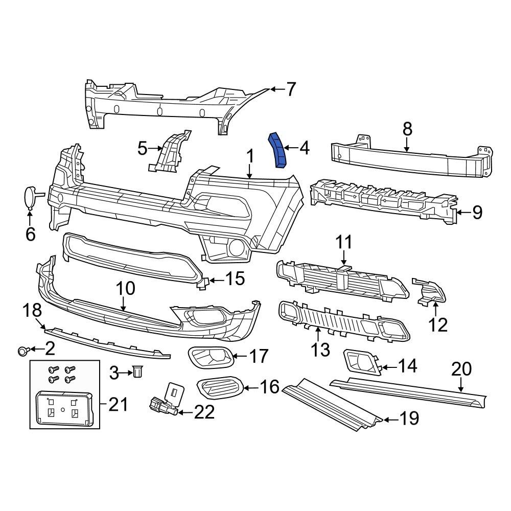 Jeep OE 68138374AC - Front Right Bumper Cover Support Rail