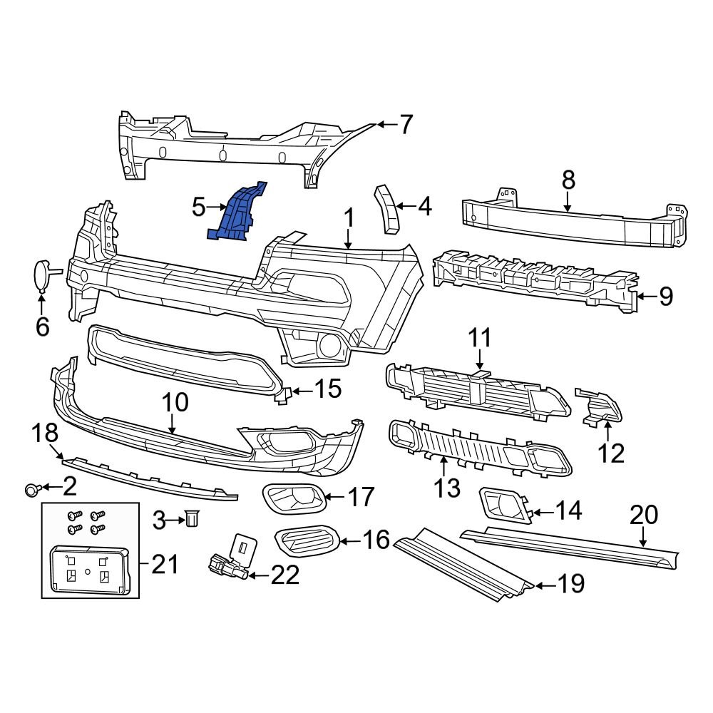 Jeep OE 68210065AD - Front Left Bumper Cover Bracket