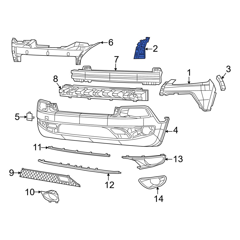Jeep OE 68160596AC - Front Right Bumper Cover Bracket
