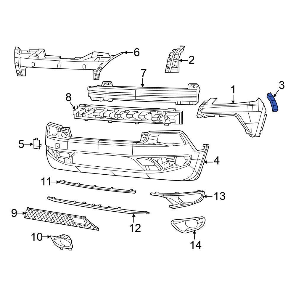 Jeep OE 68138375AC - Front Left Bumper Cover Support Rail