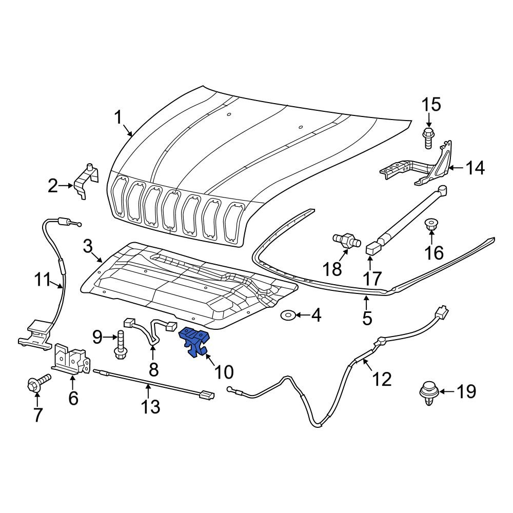 Jeep OE 68189158AA - Front Hood Safety Catch