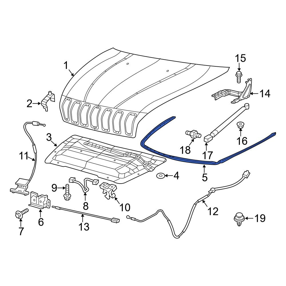 Jeep OE 68103103AB - Front Hood Seal