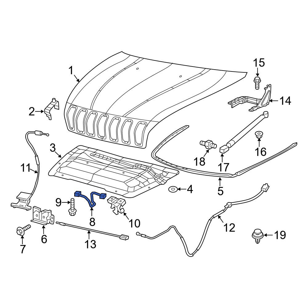 Jeep OE 68143722AC - Front Hood Latch Striker Plate
