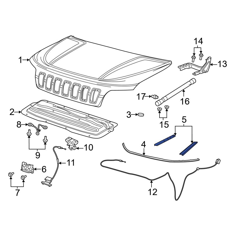 Jeep OE 68493710AA - Front Outer Hood Seal
