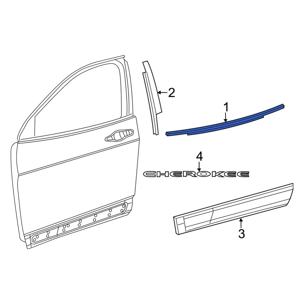 Jeep OE 68442232AA - Front Right Door Belt Molding