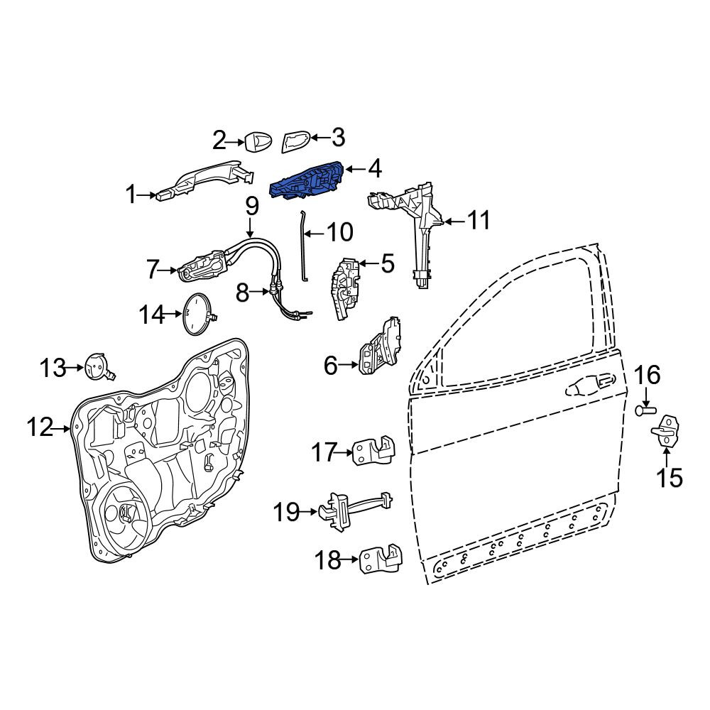 Jeep OE 68084836AF - Rear Right Exterior Door Handle Base