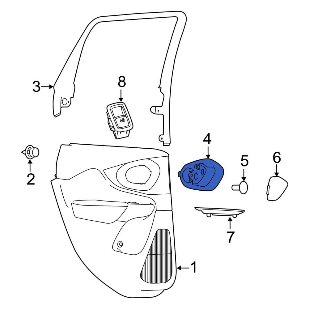 Jeep OE 68084836AF - Rear Right Exterior Door Handle Base