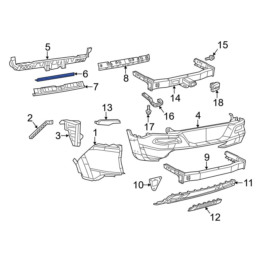 Jeep OE 68193093AC - Rear Center Bumper Cover Support Rail Bracket