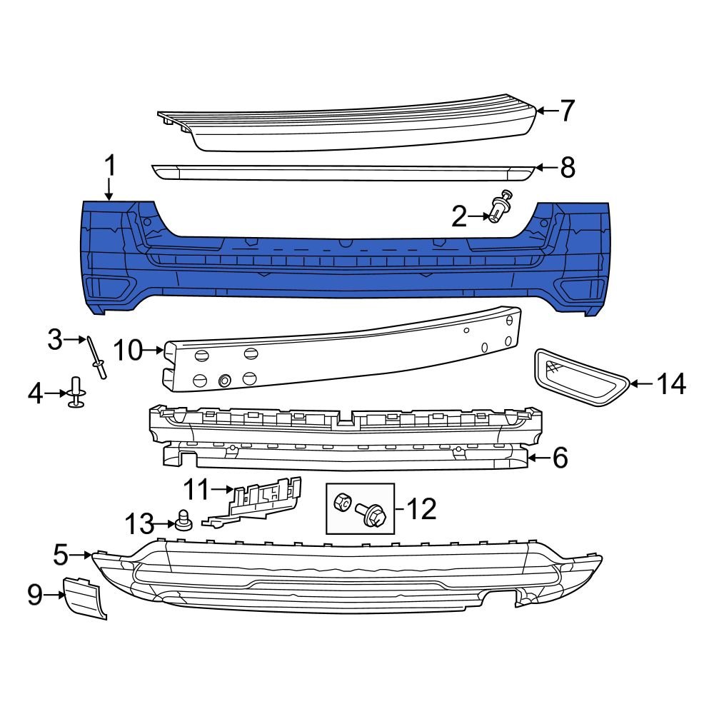 Jeep OE 68109898AC - Rear Upper Bumper Cover