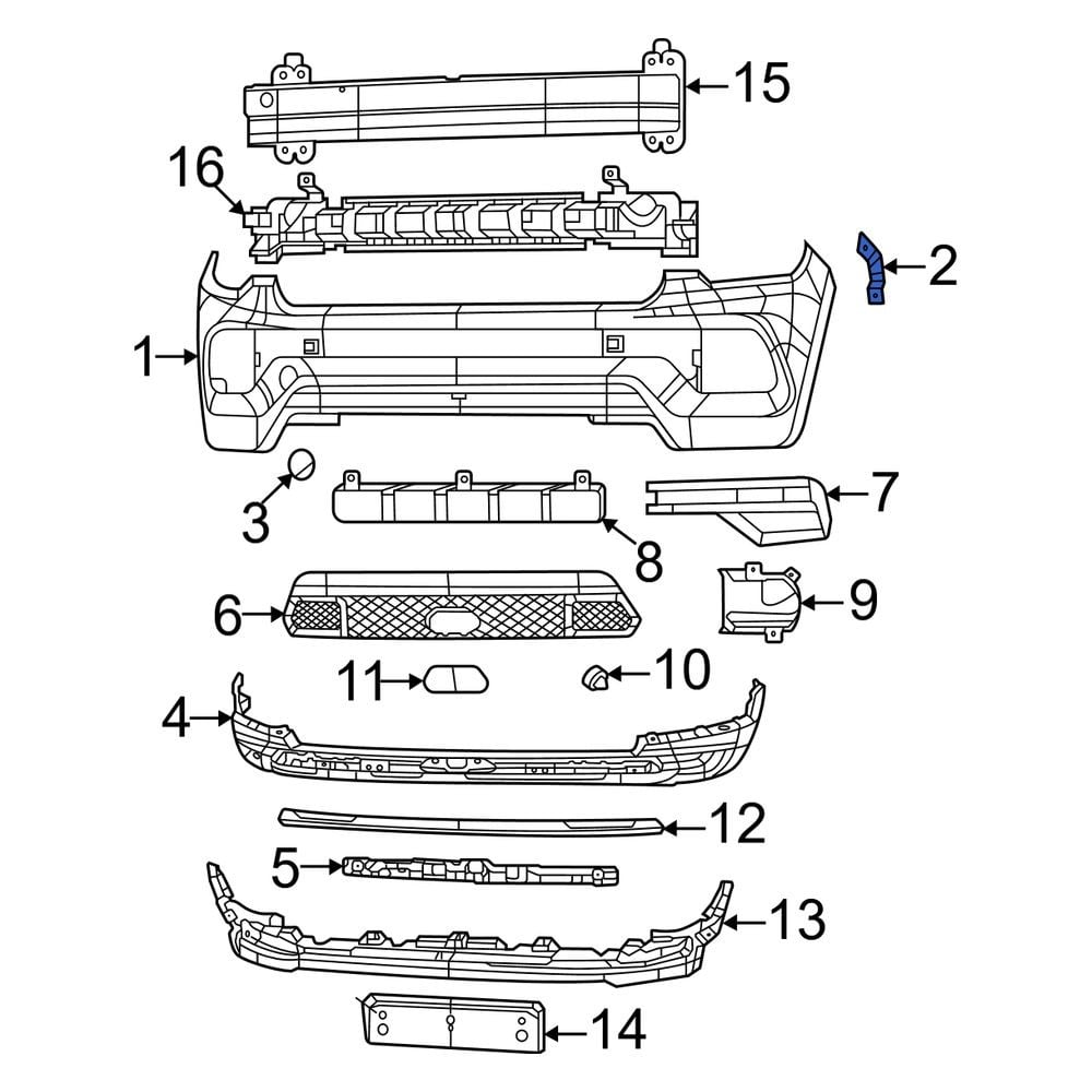 Jeep OE 68244509AB - Front Left Bumper Cover Bracket