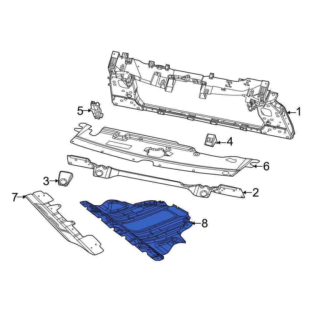 Jeep OE 68306725AB - Front Forward Radiator Support Splash Shield