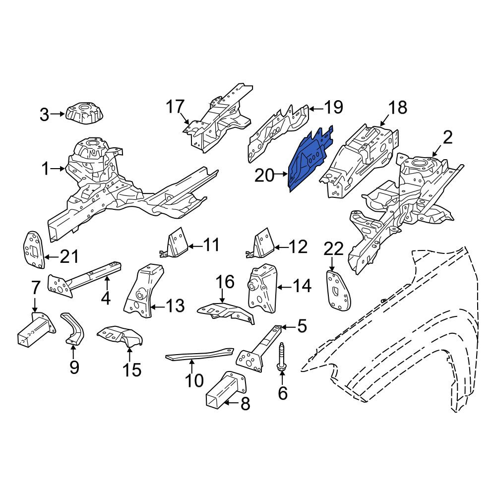 Jeep OE 68246032AB - Left Fender Rail Reinforcement