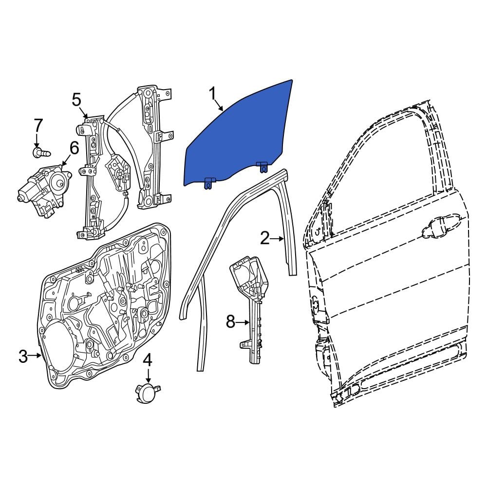 Jeep OE 68391493AA - Rear Left Door Glass