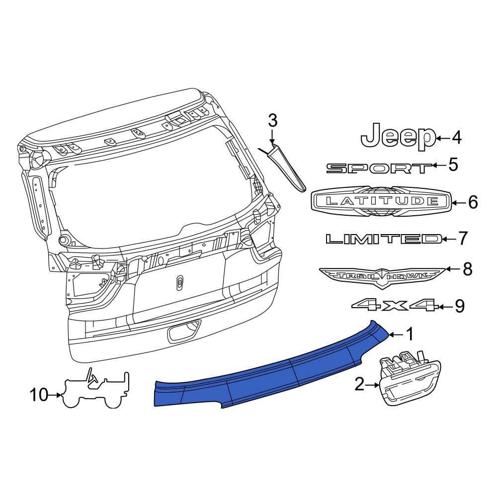 Jeep OE 6TH75DX8AA - Rear Liftgate Finish Panel