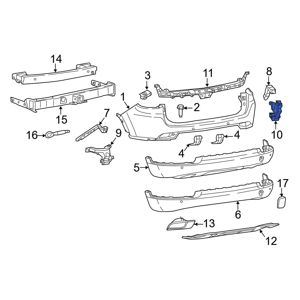 Jeep OE 68244465AA - Rear Left Lower Bumper Cover Support Rail