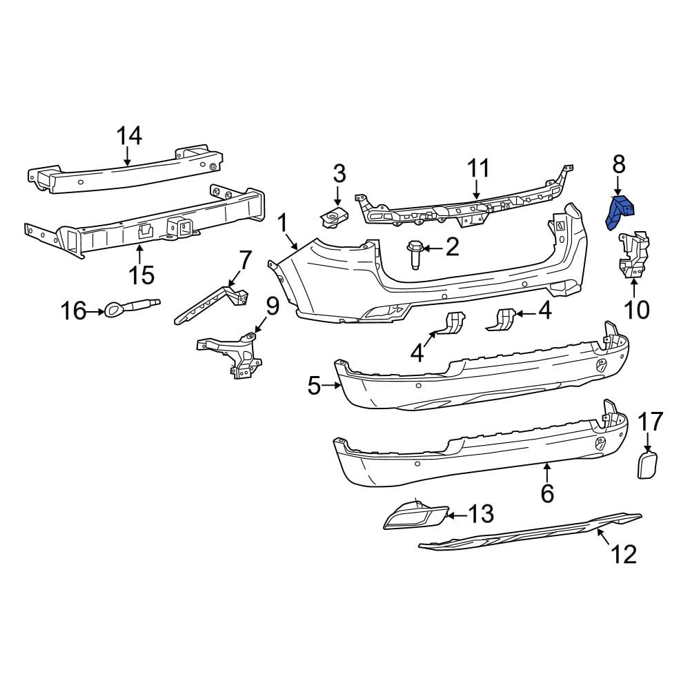 Jeep OE 68244463AB - Rear Left Upper Bumper Cover Support Rail