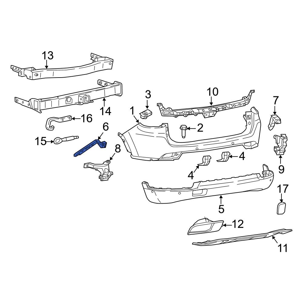 Jeep OE 68244462AB - Rear Right Upper Bumper Cover Support Rail