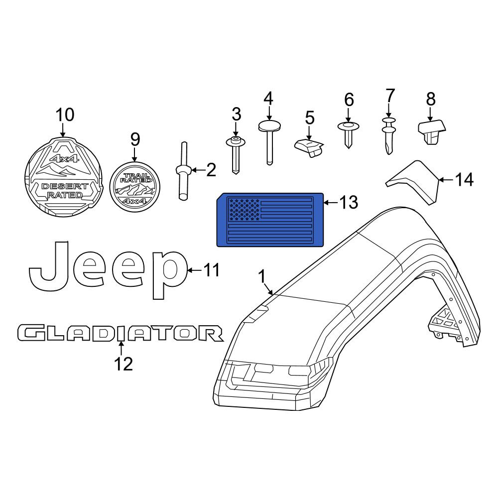 Jeep OE 6ZA71XXXAA - Front Left Fender Decal