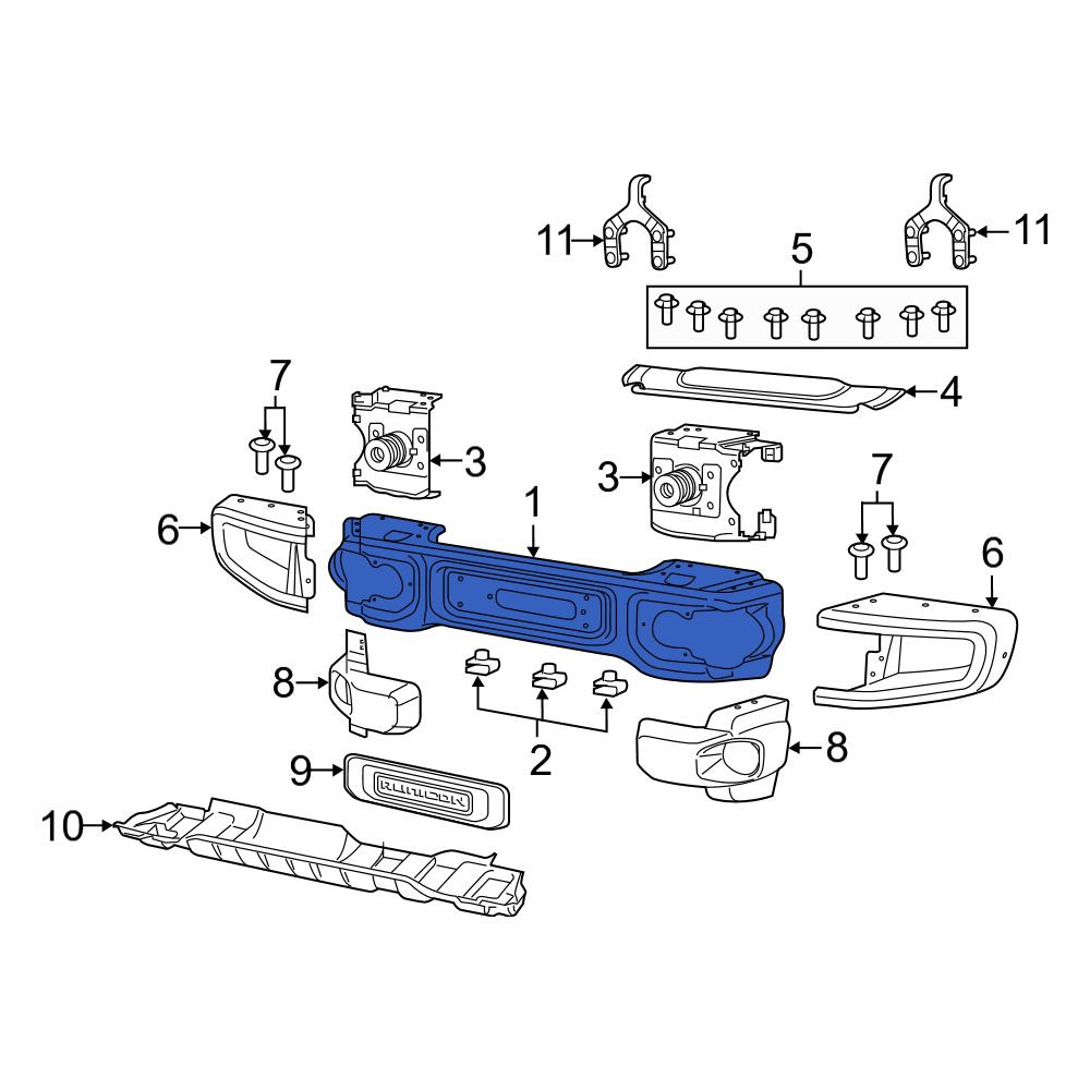 Jeep OE 68195896AC - Front Bumper Face Bar