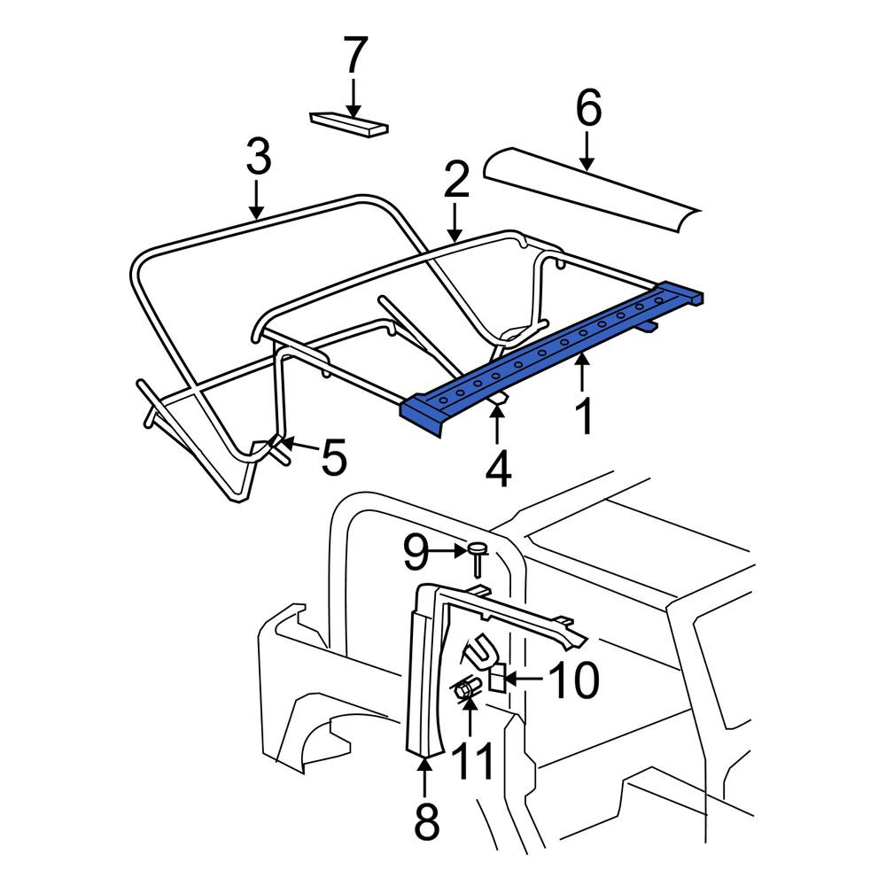 Jeep OE 68049276AB - Front Roof Header Panel