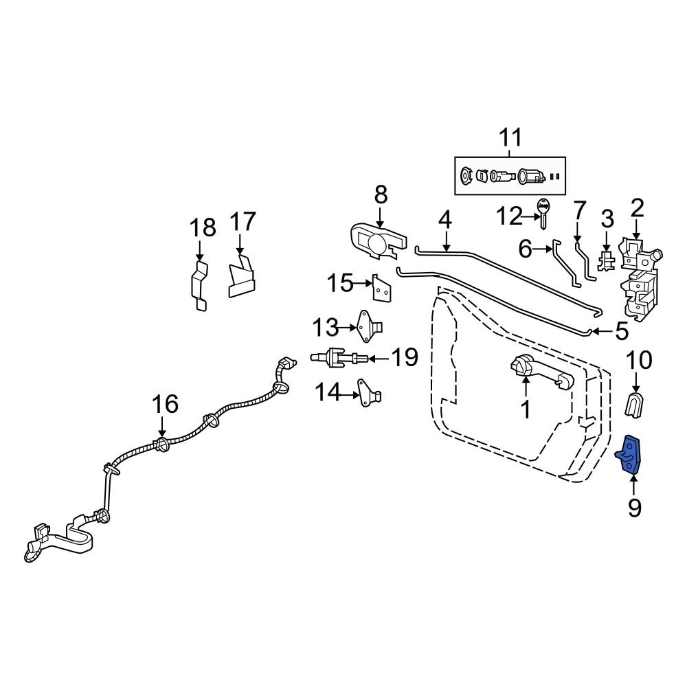 Jeep OE 4589050AB - Rear Door Lock Striker Plate