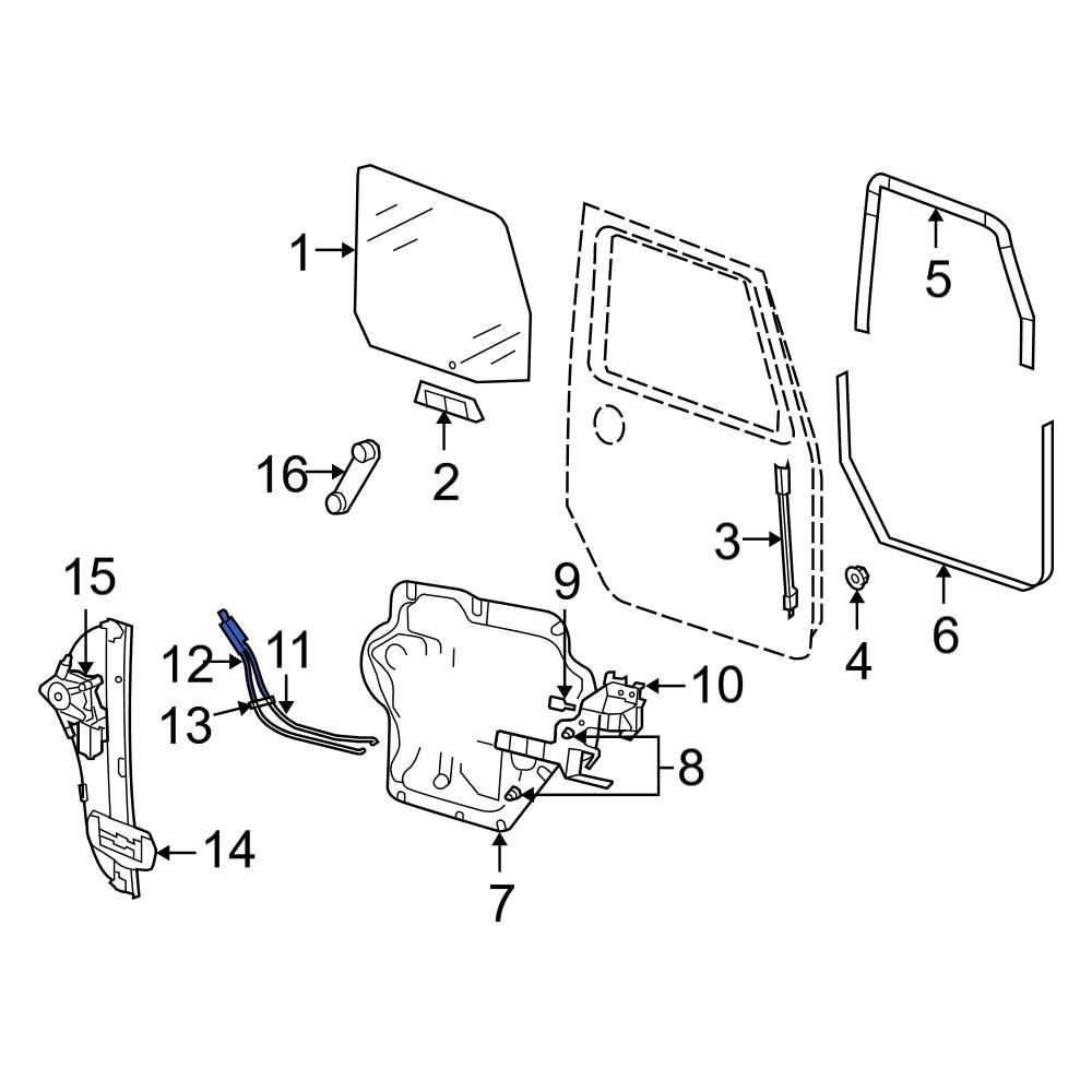 Jeep OE 68089337AA - Front Left Door Latch Cable