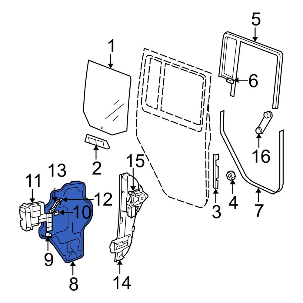 Jeep OE 68089339AA - Front Left Door Panel Carrier