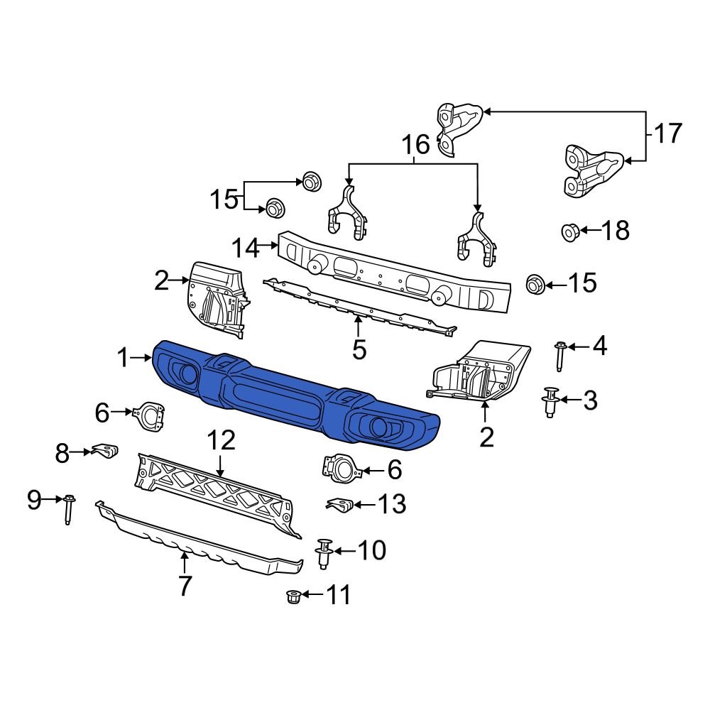 Jeep OE 6BU41RXFAC - Front Bumper Cover
