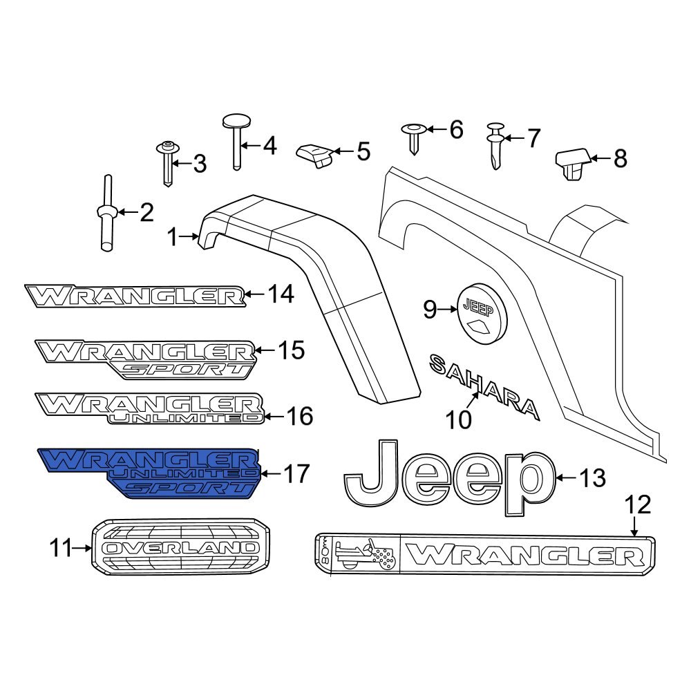 Jeep OE 68472854AB - Front Left Fender Emblem