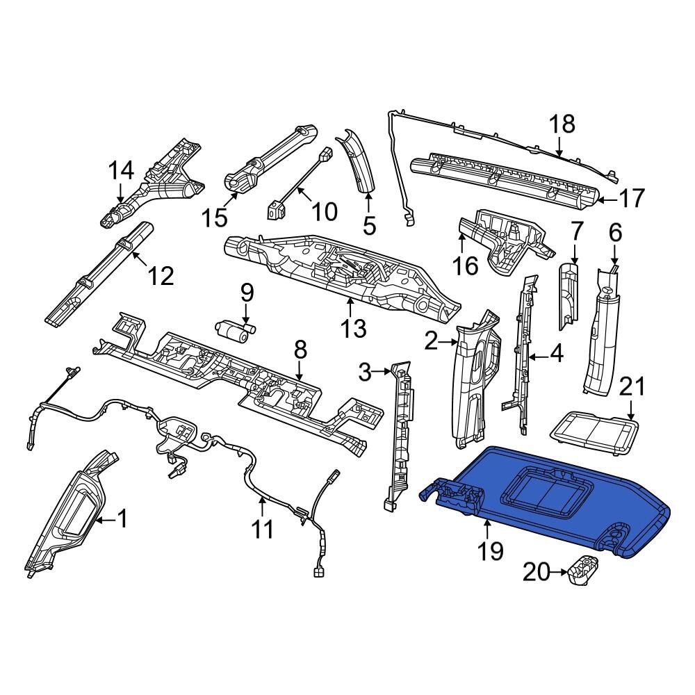 Jeep OE 6CD23TX7AN - Right Sun Visor