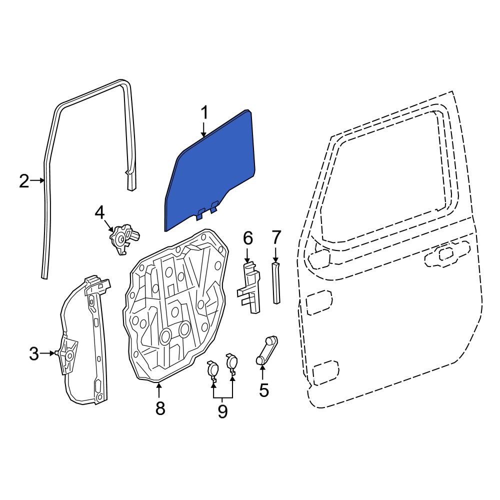 Jeep OE 68280919AC - Front Left Door Glass