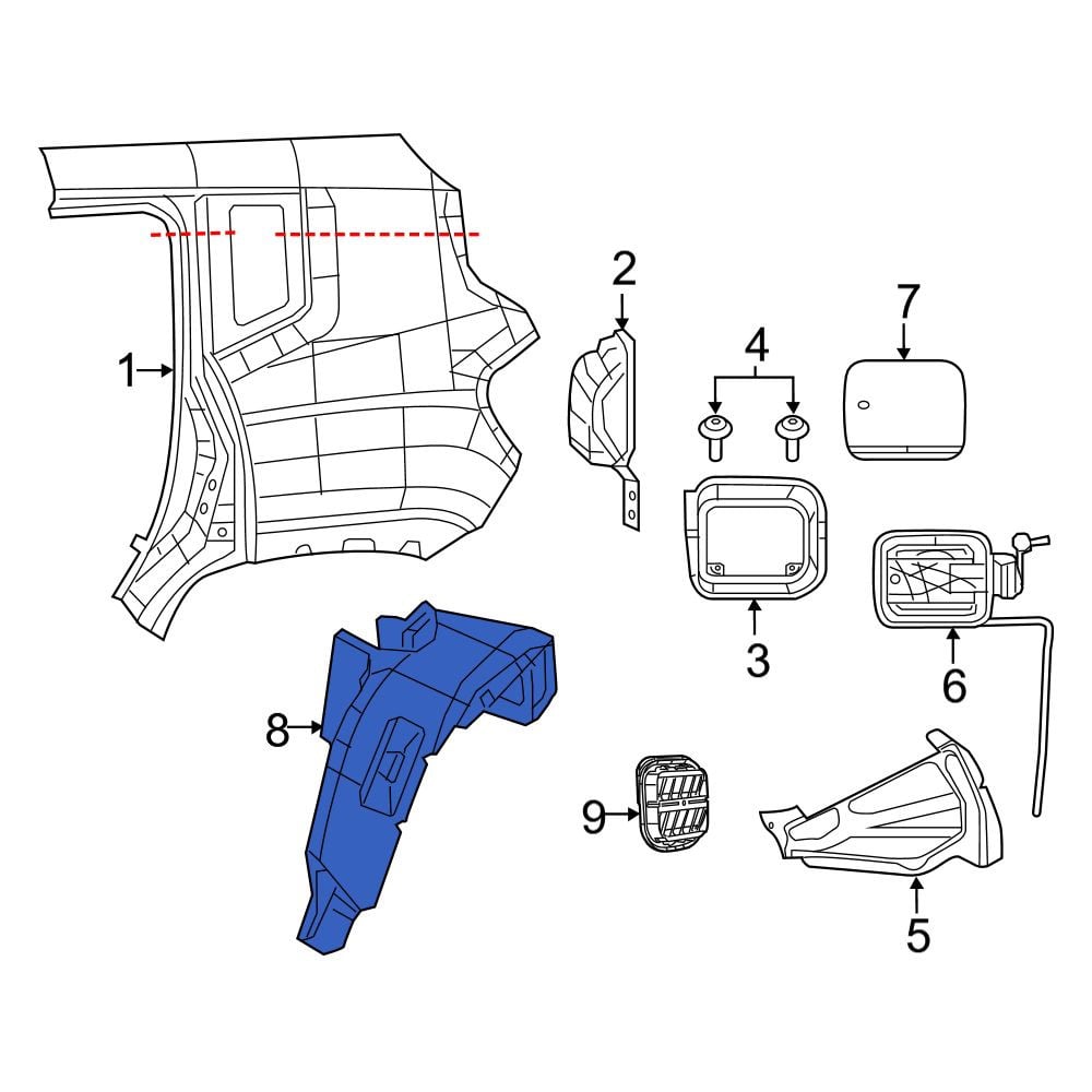 Jeep OE 68448179AA - Rear Left Quarter Panel Splash Shield