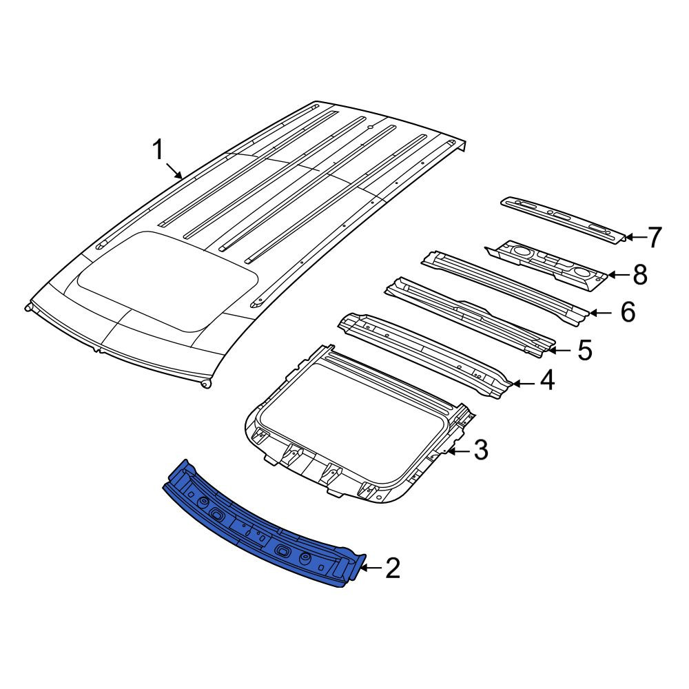 Jeep OE 68361186AA - Front Roof Header Panel