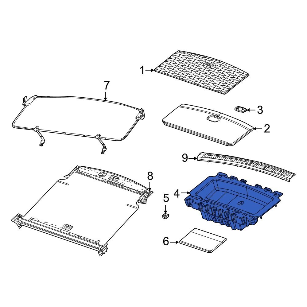Jeep OE 68539681AB - Rear Trunk Floor Storage Box