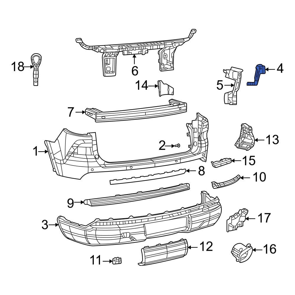 Jeep OE 68459321AC - Rear Left Outer Bumper Cover Bracket