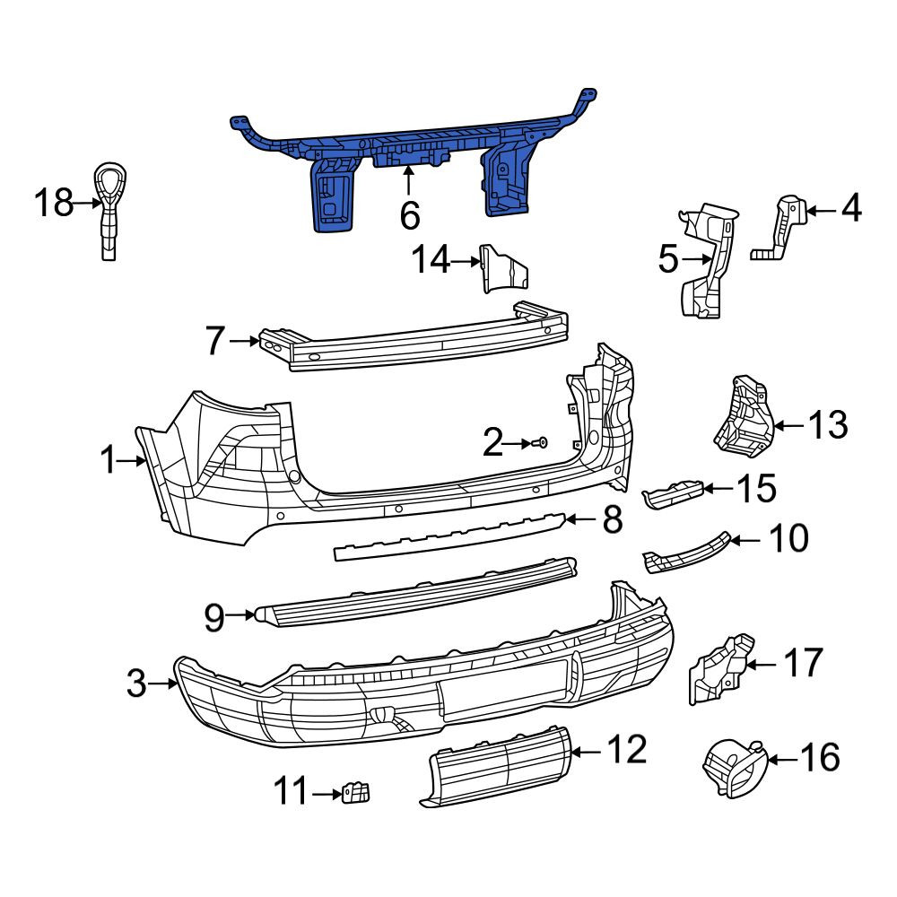 Jeep OE 68459319AE - Rear Bumper Cover Support Rail