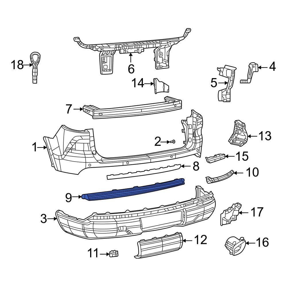 Jeep OE 6XP47SZ0AB - Rear Center Bumper Trim