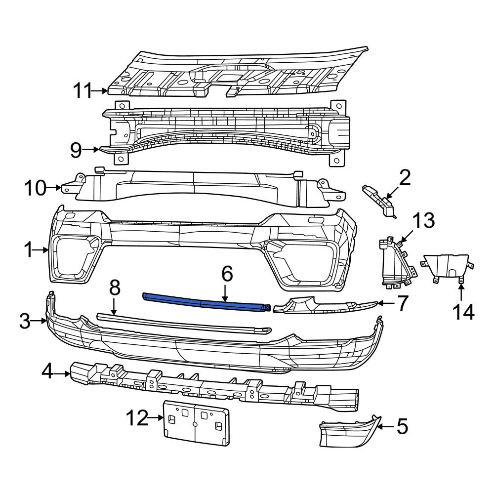 Jeep OE 6YW67SZ7AB - Front Upper Bumper Trim