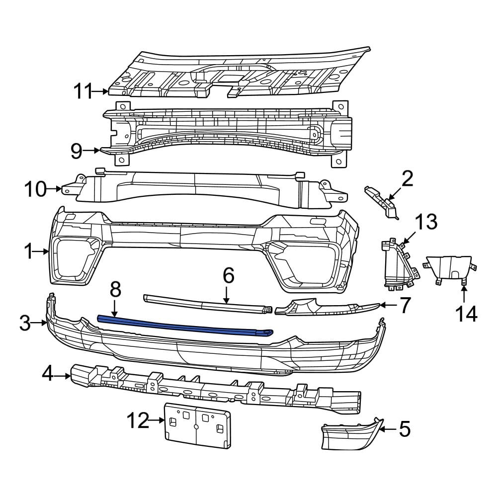 Jeep OE 6YW67SZ7AB - Front Upper Bumper Trim
