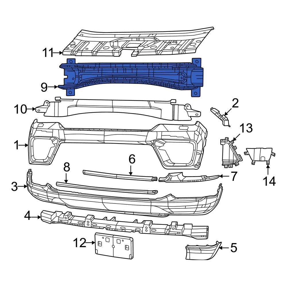 Jeep OE 68459389AB - Front Bumper Impact Bar