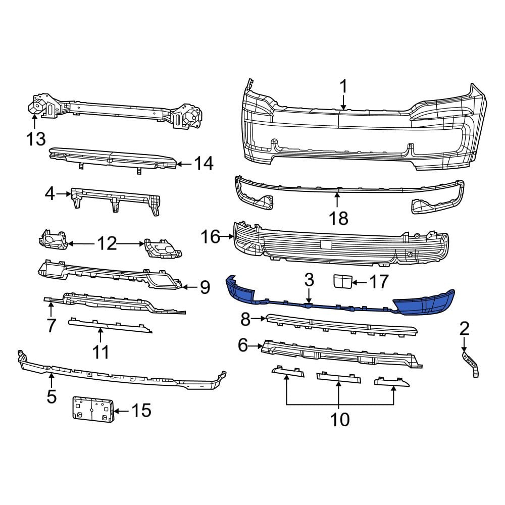 Jeep OE 6UF32TZZAC - Front Lower Bumper Cover