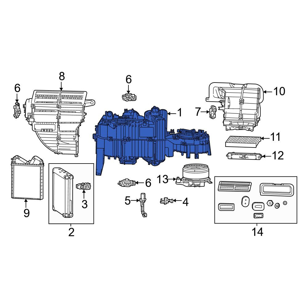 Jeep OE 68524069AA - Front HVAC Unit Case Assembly