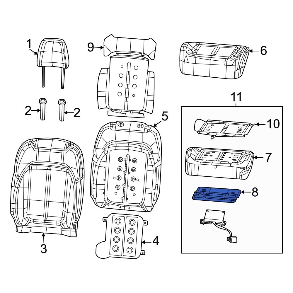 Jeep OE 68417895AD - Front Upper Seat Heater Pad