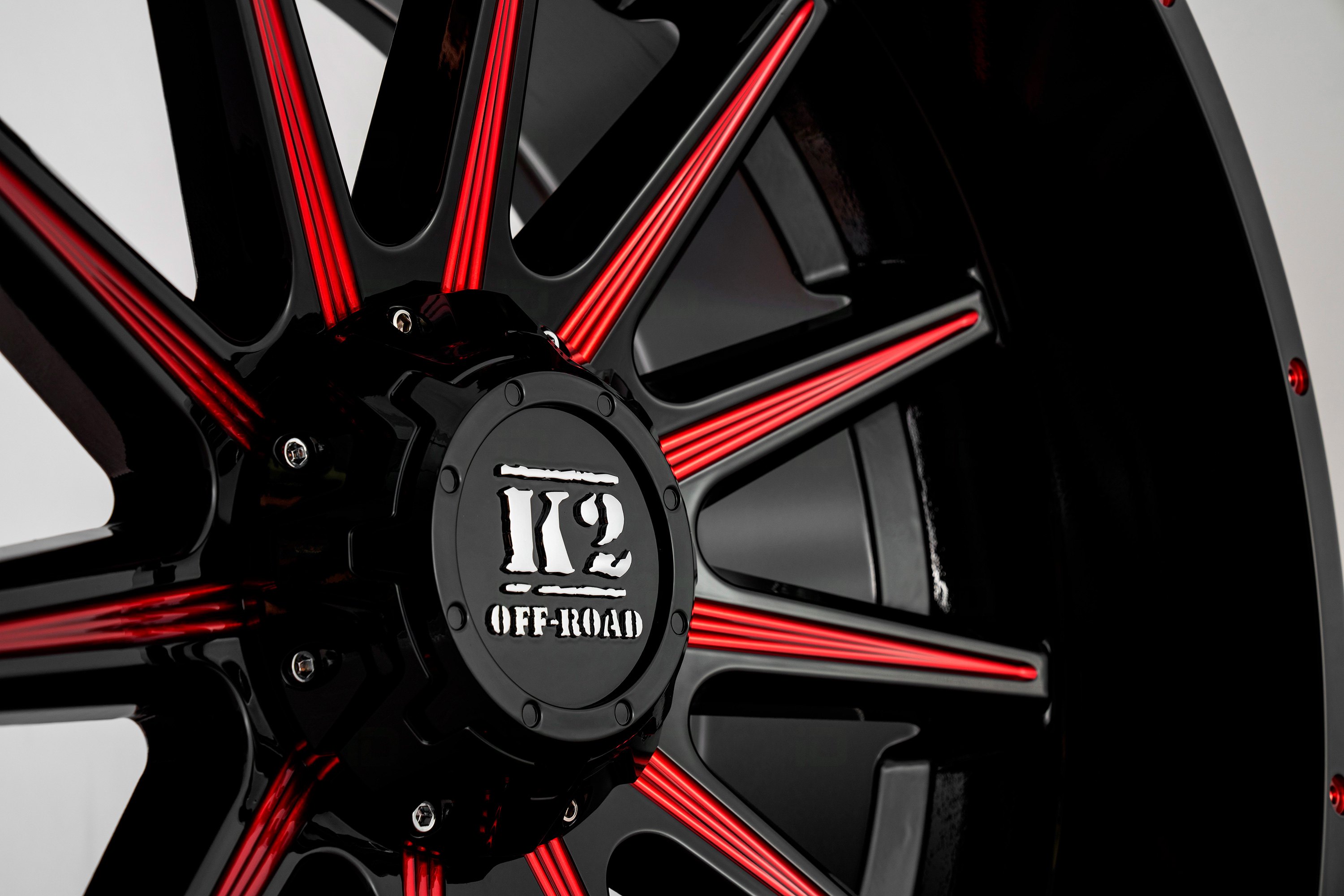 K2 OFFROAD® K10 TANKER Wheels - Gloss Black with Red Milled Accents ...