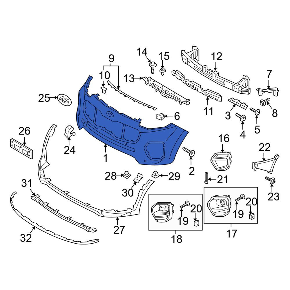 Kia OE 86612D9110 - Rear Lower Bumper Cover