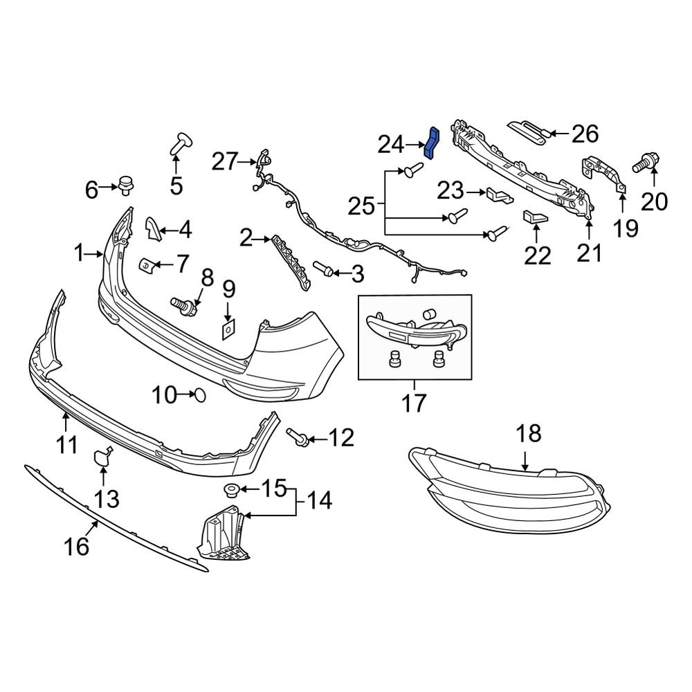 Kia OE 86633D9500 - Rear Right Upper Bumper Impact Bar Brace