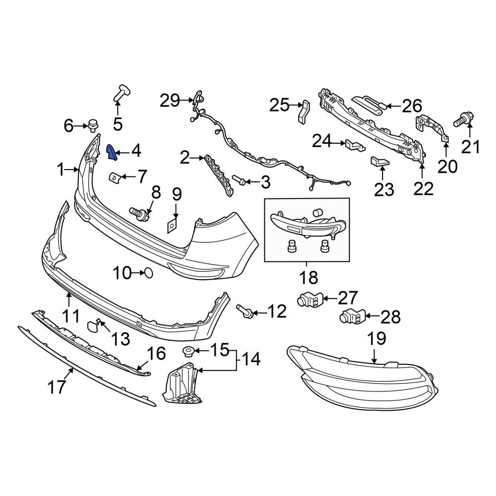 Kia OE 86616D9000 - Rear Right Bumper Cover Stay