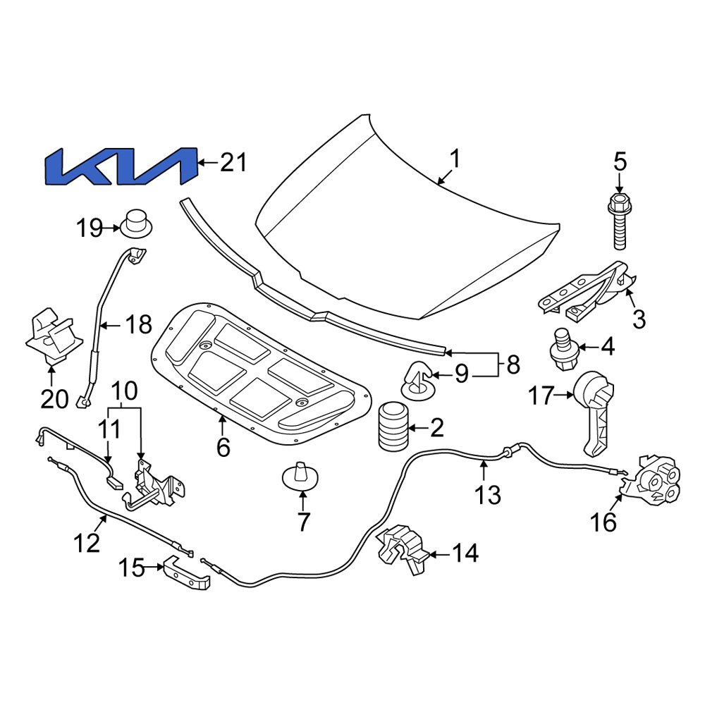 Kia OE 86305P1000 - Front Hood Emblem