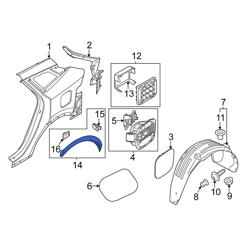 Kia OE 87742P1000BKL - Rear Right Wheel Arch Molding