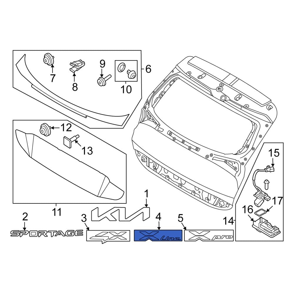 Kia OE 86315DW000 - Rear Hatch Emblem